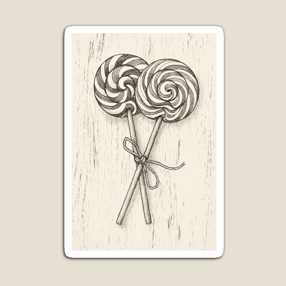 DOPASTICKER Two Swirled Lollipops Vintage Ink Sketch Art Sticker - 5170 ...