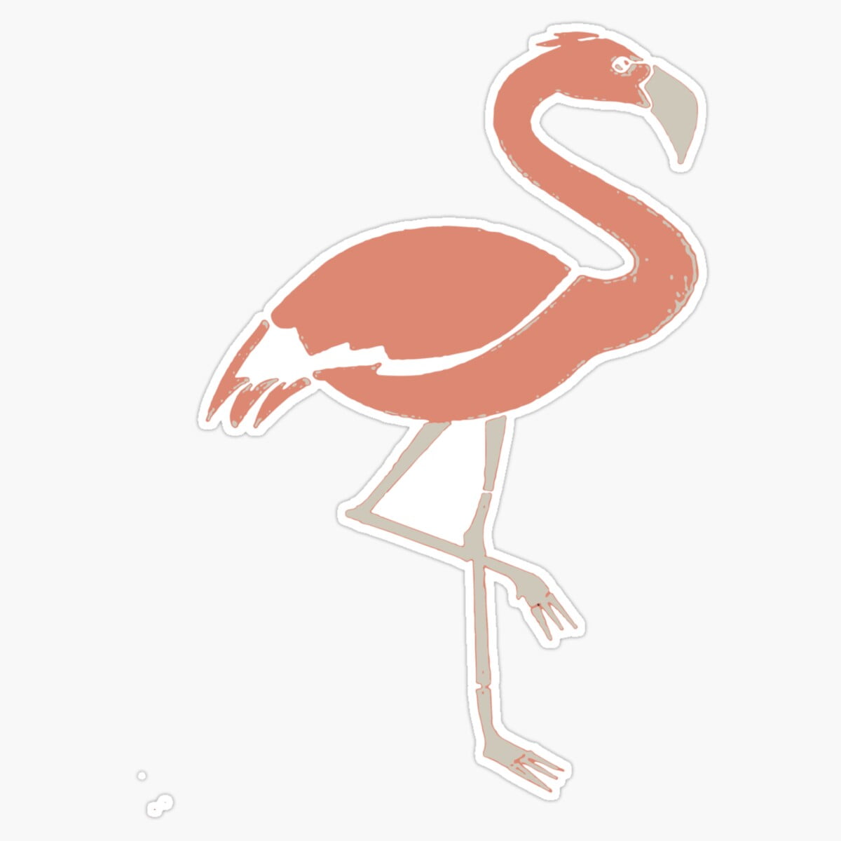 DOPASTICKER Two Tone Style Coral Pink Flamingo Sticker, Phone Sticker ...