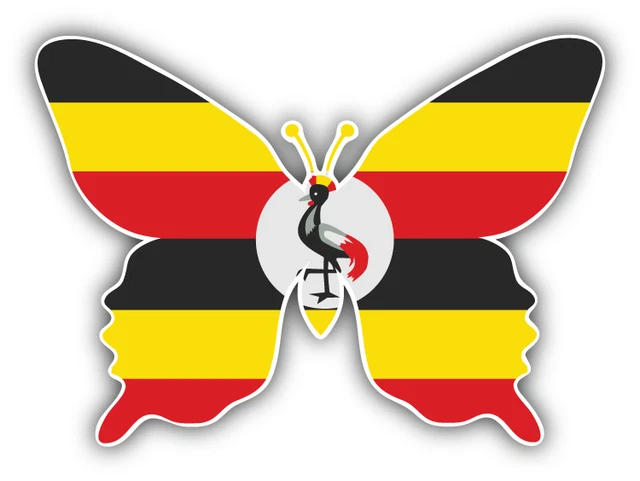DOPASTICKER Uganda Flag Butterfly Sticker Decal Phone Decal Water ...