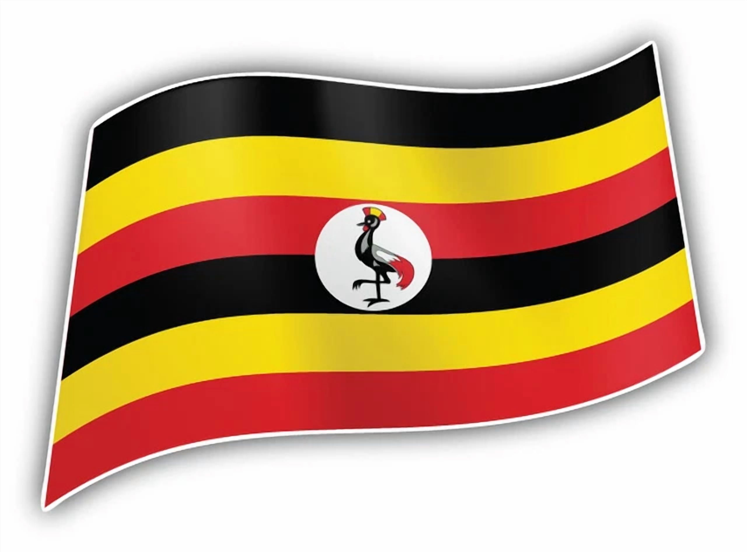 DOPASTICKER Uganda Waving World Flag Sticker Decal Phone Decal Water ...
