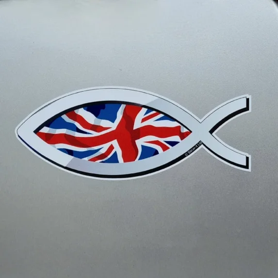 DOPASTICKER Uk British Flag Christian Fish Religious Sticker For Car ...