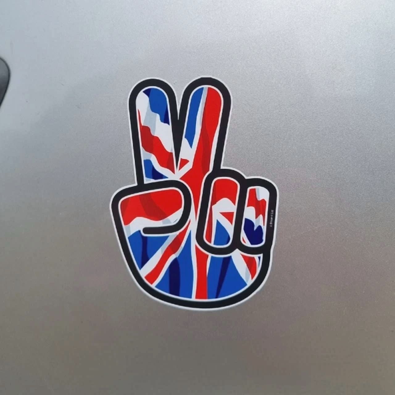 DOPASTICKER Uk British Union Jack Flag Peace Hand Sticker For Car Van ...