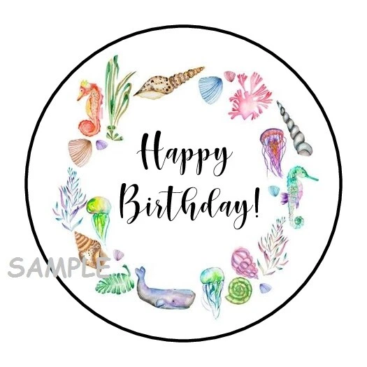 DOPASTICKER Under The Sea Happy Birthday Stickers Ocean Phone Decal ...