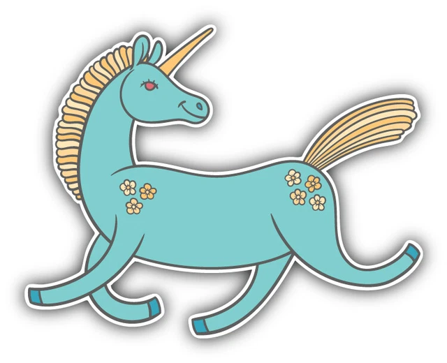 DOPASTICKER Unicorn Cartoon Sticker Decal Phone Decal Water Bottle ...
