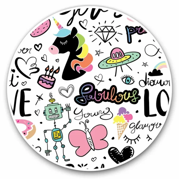 DOPASTICKER Unicorn Girls Icon Teenager Cool Gift Decorative Laptop ...