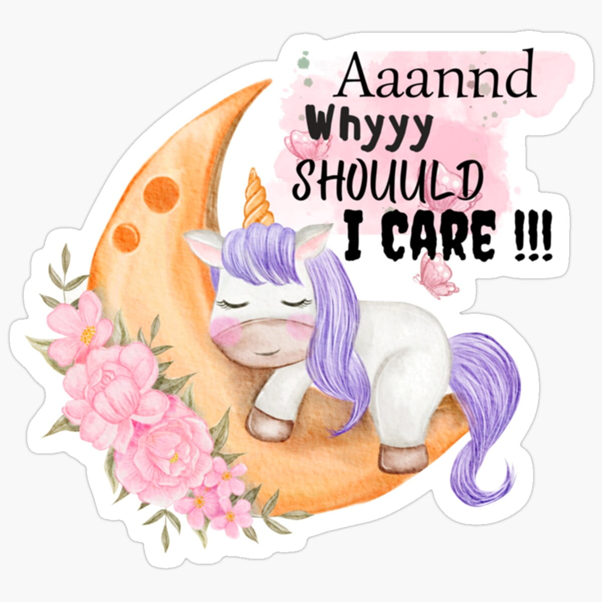 DOPASTICKER Unicorn Wordplay Trendy Graphic Style Sticker Phone Sticker ...