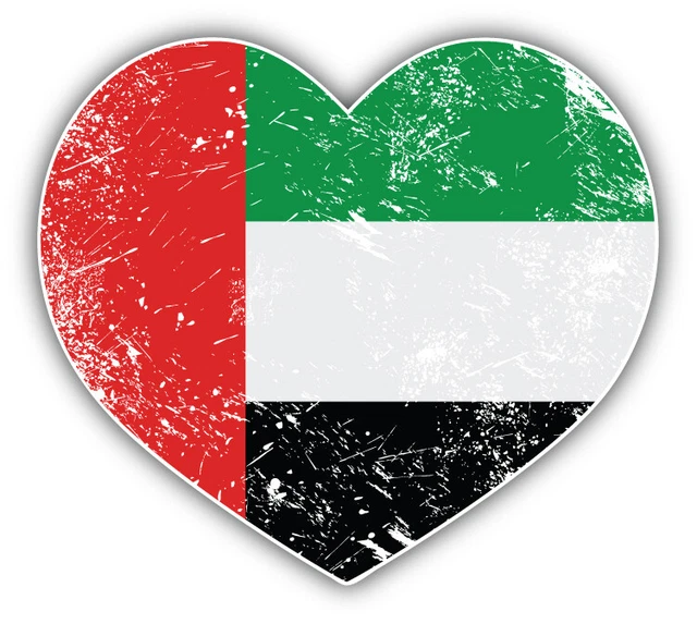 DOPASTICKER United Arab Emirates Grunge Heart World Flag Sticker Decal ...