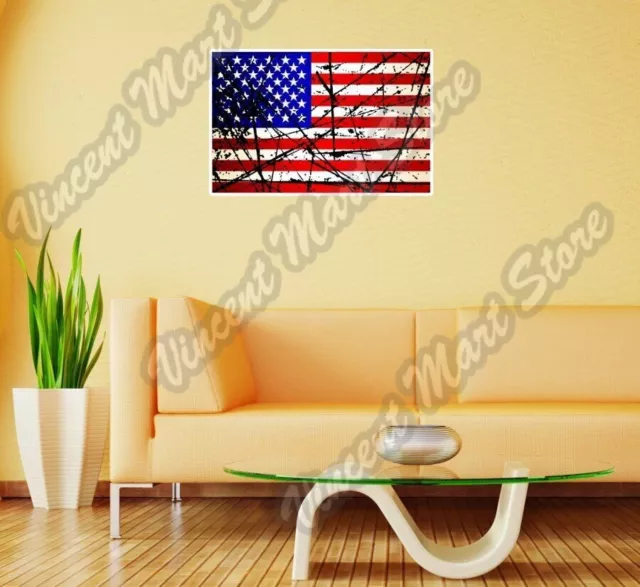 DOPASTICKER United States Usa Flag Retro Wall Sticker Room Interior ...