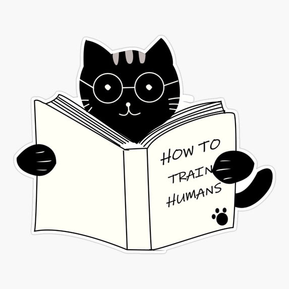 DOPASTICKER Unny Cat Reading A Book Or Cat Lovers And Book Lovers ...