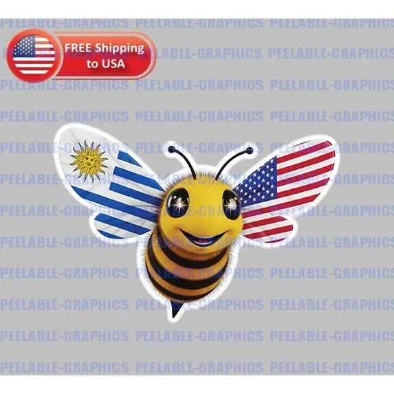 DOPASTICKER Uruguay American Flag Bumble Bee Sticker Phone Sticker ...