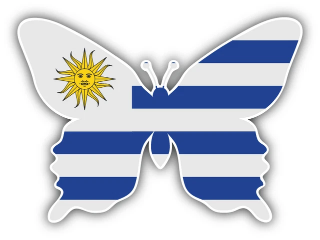 DOPASTICKER Uruguay Flag Butterfly Sticker Decal Phone Decal Water ...