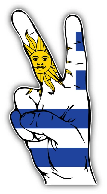 DOPASTICKER Uruguay Flag Hand Peace Sign Sticker Decal Phone Decal ...