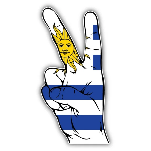 DOPASTICKER Uruguay Flag Hand Peace Sign Sticker Decal Phone Decal ...