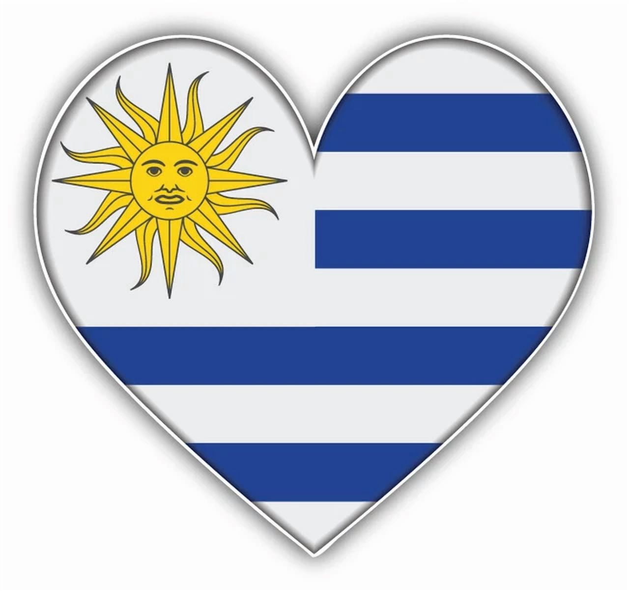 DOPASTICKER Uruguay Heart Flag Sticker Decal Phone Decal Water Bottle ...