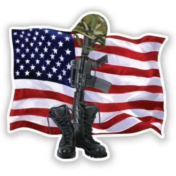 DOPASTICKER Us Flag And Battle Cross Sticker Laptop Sticker Phone Decal ...