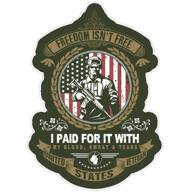 DOPASTICKER Us Veteran Emblem With Soldier Sticker Military Soldier ...