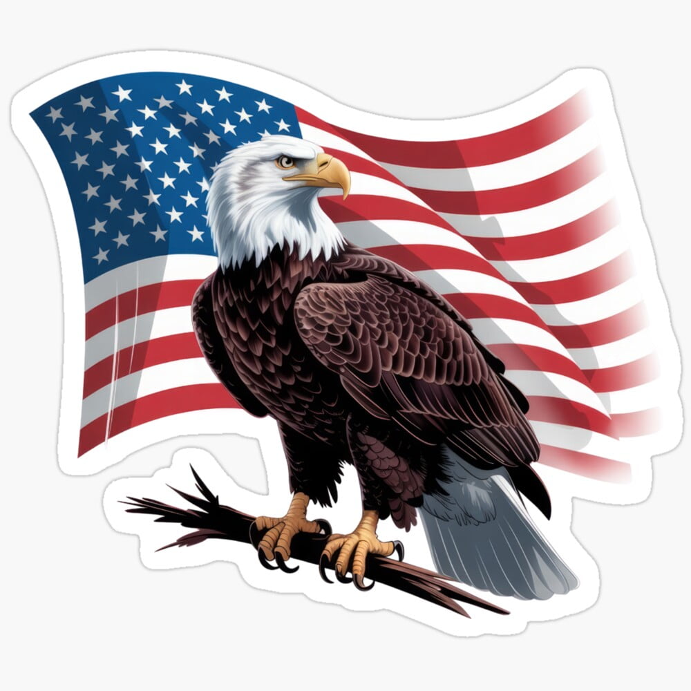DOPASTICKER Usa American Bald Eagle American Flag Sticker Phone Decal ...