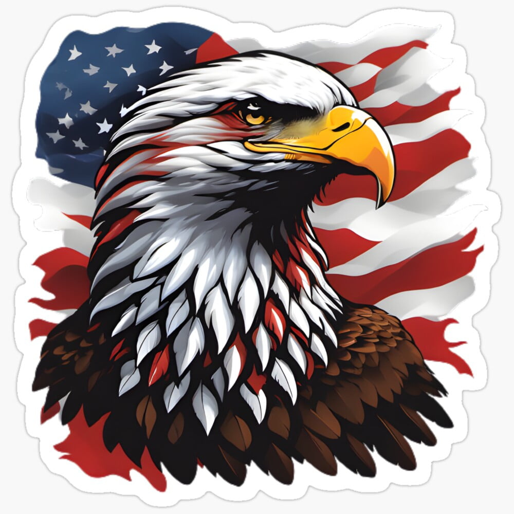 DOPASTICKER Usa Eagle Flag Art Sticker Fourth Of July Sticker, Memorial ...