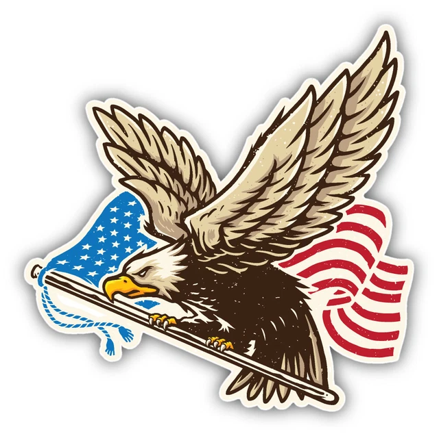 DOPASTICKER Usa Eagle Flag Sticker Decal Phone Decal Water Bottle ...