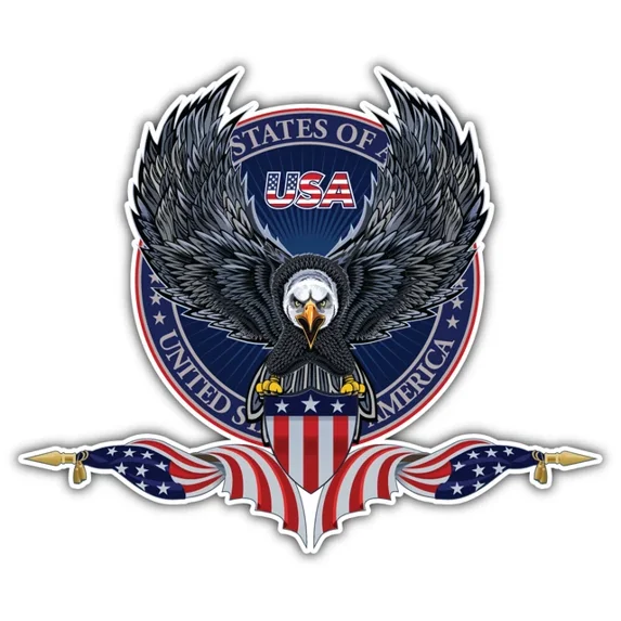 DOPASTICKER Usa Flag Angry Eagle Car Sticker Phone Water Bottle ...