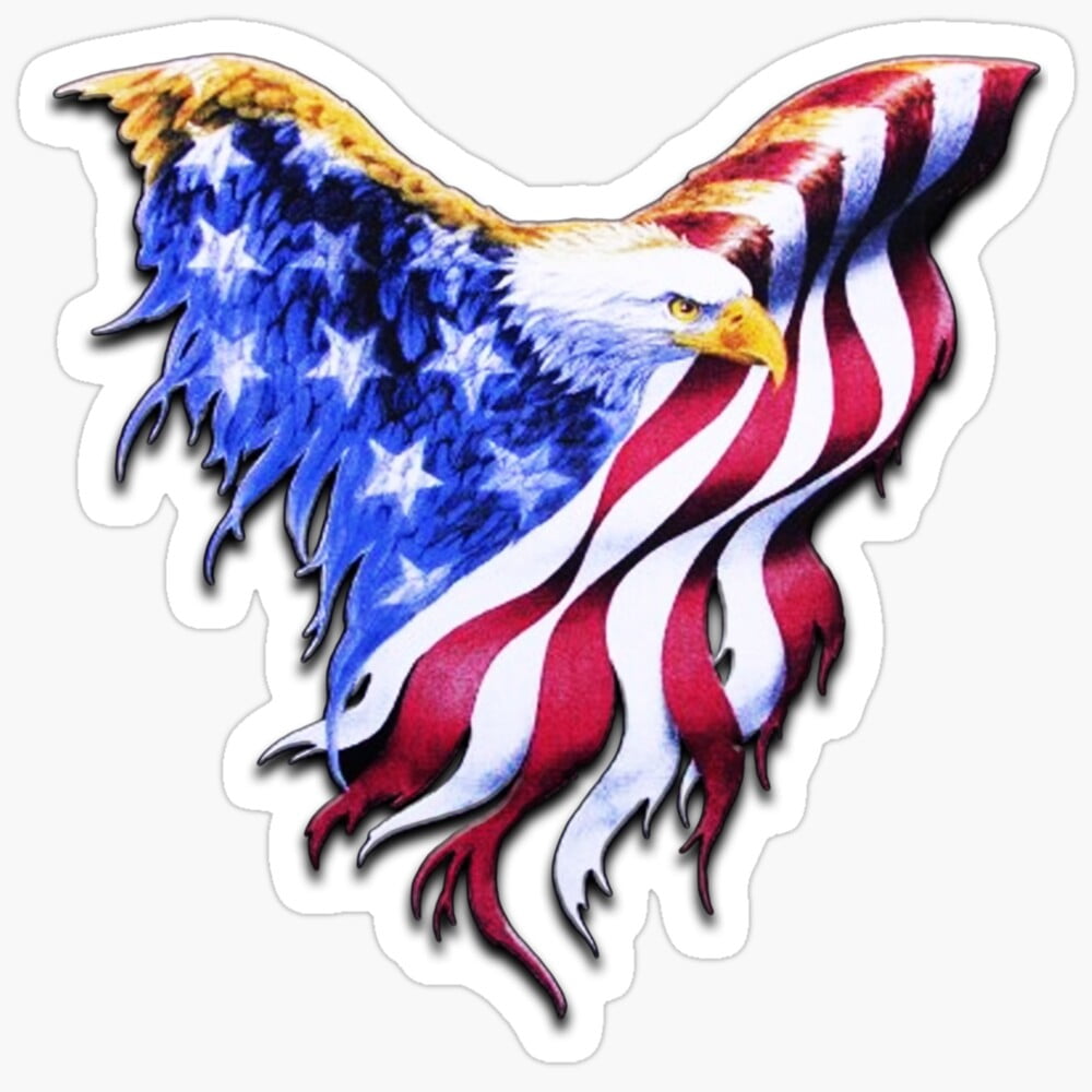 DOPASTICKER Usa Flag Bald Eagle American Flag Sticker Phone Decal Water ...