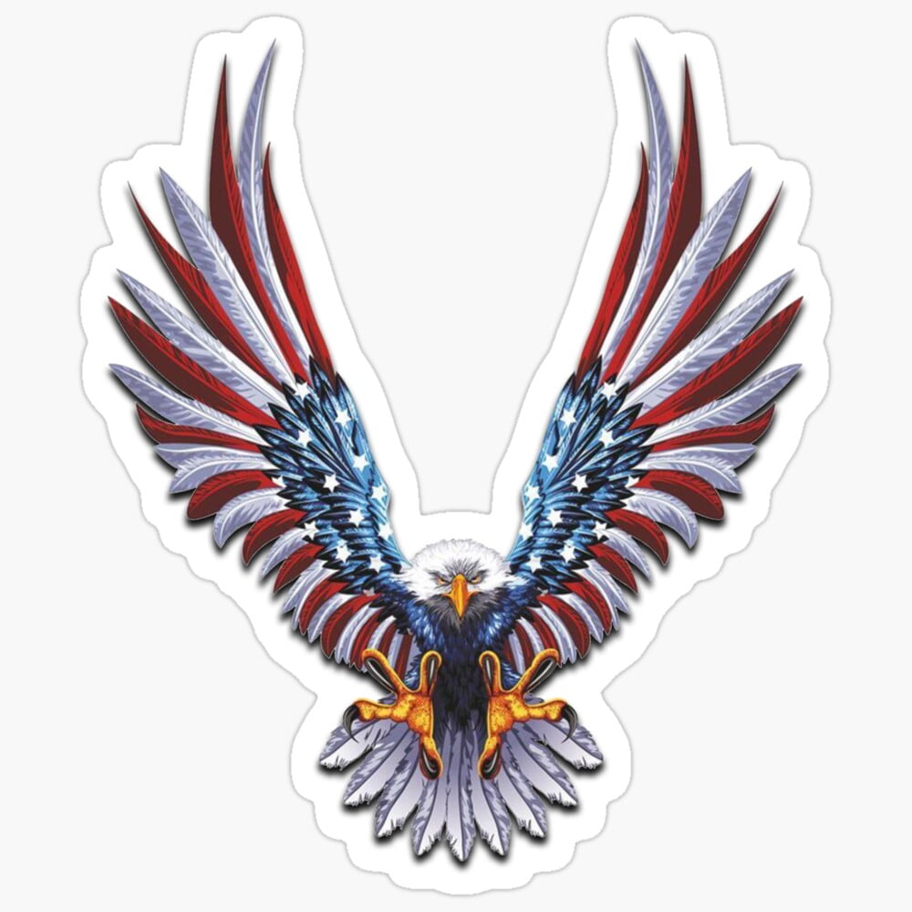 DOPASTICKER Usa Flag Bald Eagle American Flag Sticker Phone Decal Water ...