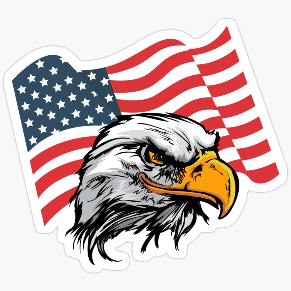 DOPASTICKER Usa Flag Bald Eagle Patriotic American 4Th Of July Gift ...
