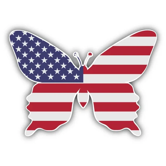 DOPASTICKER Usa Flag Butterfly Sticker Decal Phone Decal Water Bottle ...