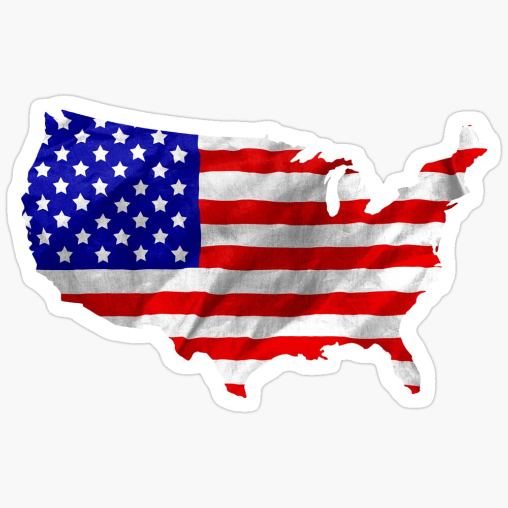 DOPASTICKER Usa Flag Country Outline Sticker Fourth Of July Sticker ...