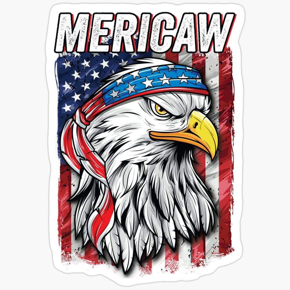 DOPASTICKER Usa Flag Merica Patriotic Bald Eagle 4Th Of July Sticker ...