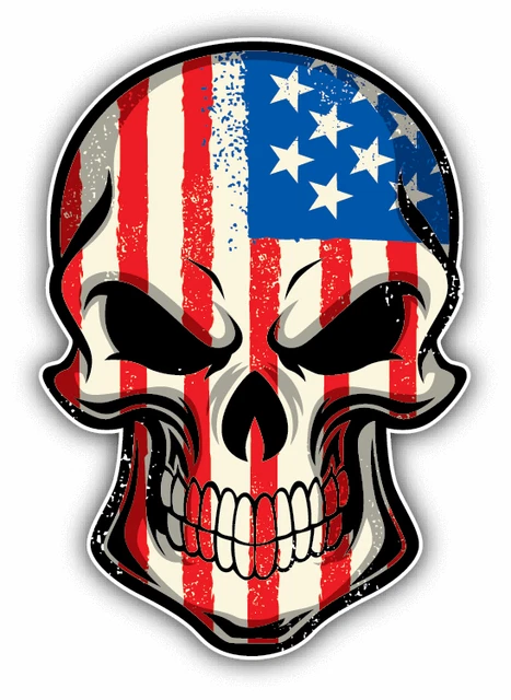 DOPASTICKER Usa Flag Skull United States Sticker Decal Phone Decal ...