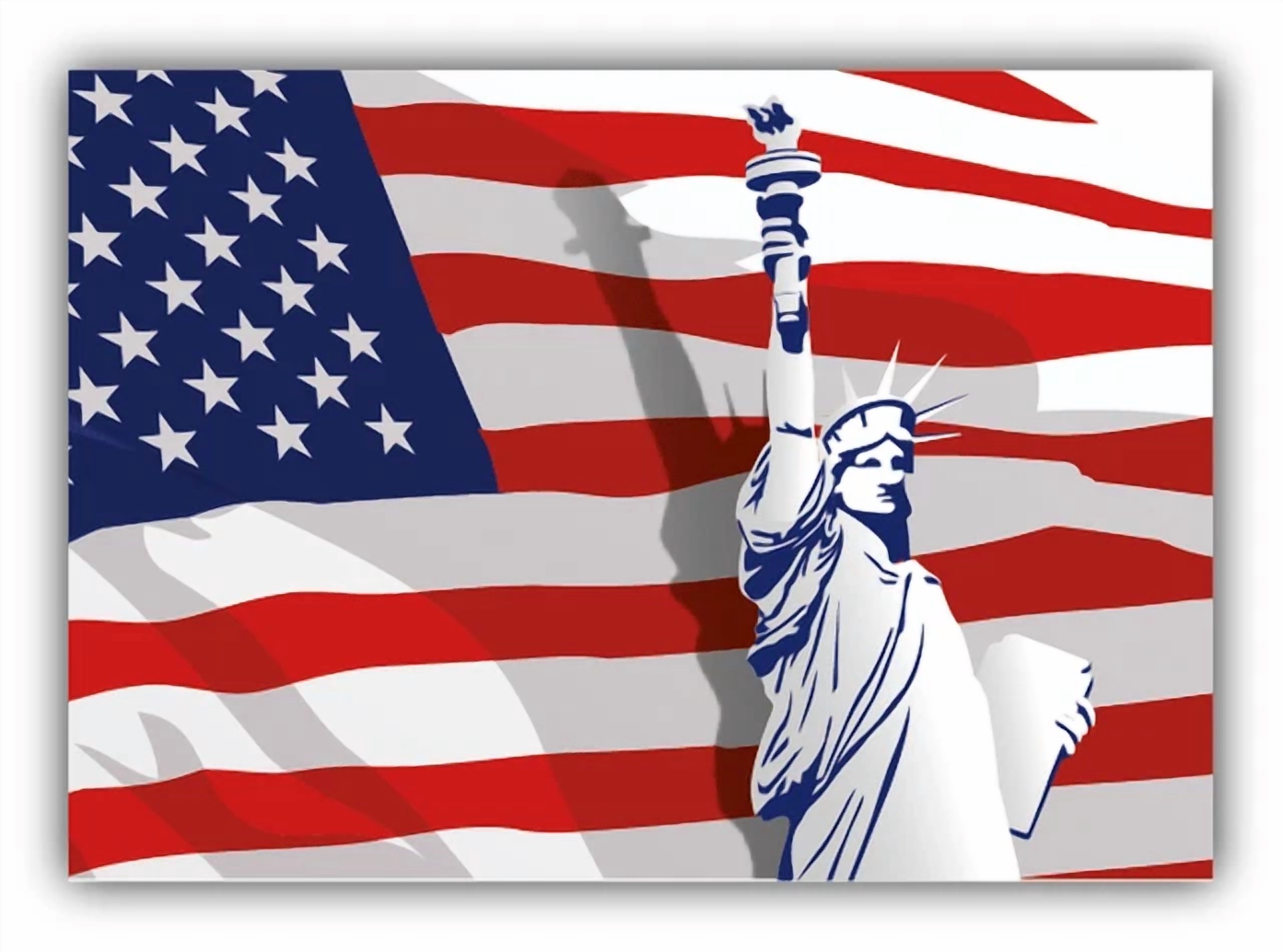 DOPASTICKER Usa Flag Statue Of Liberty 4Th July Independence Day ...