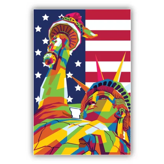 DOPASTICKER Usa Flag Statue Of Liberty Sticker Decal Phone Decal Water ...