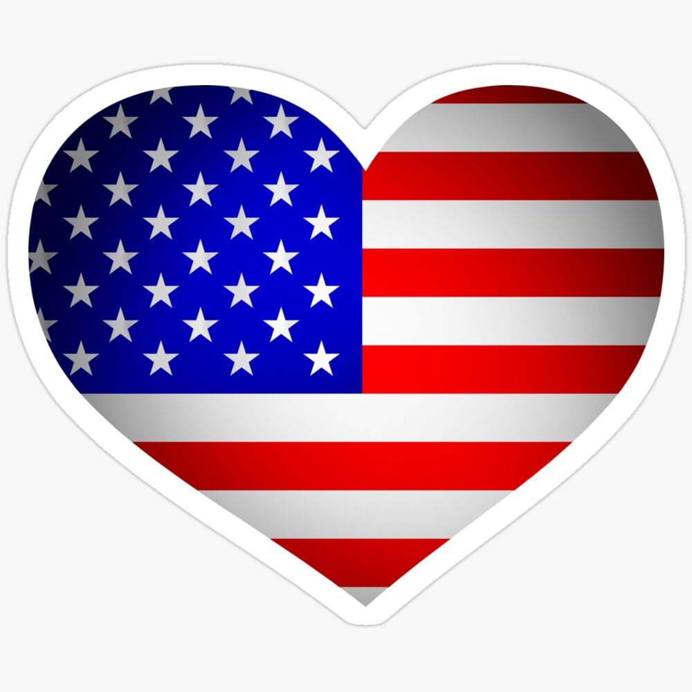 DOPASTICKER Usa - My Love And Heart Sticker Fourth Of July Sticker ...