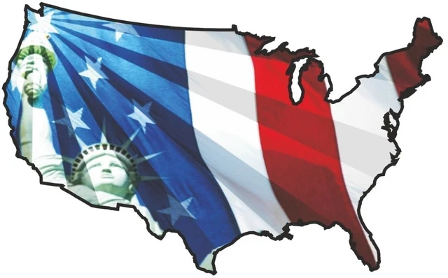 DOPASTICKER Usa Statue Liberty Sticker United States Map Flag Sticker ...
