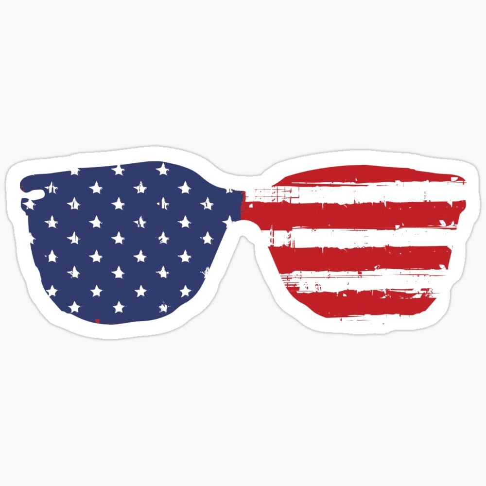 DOPASTICKER Usa Sunglasses Patriotic Red, White & Blue Sticker Phone ...