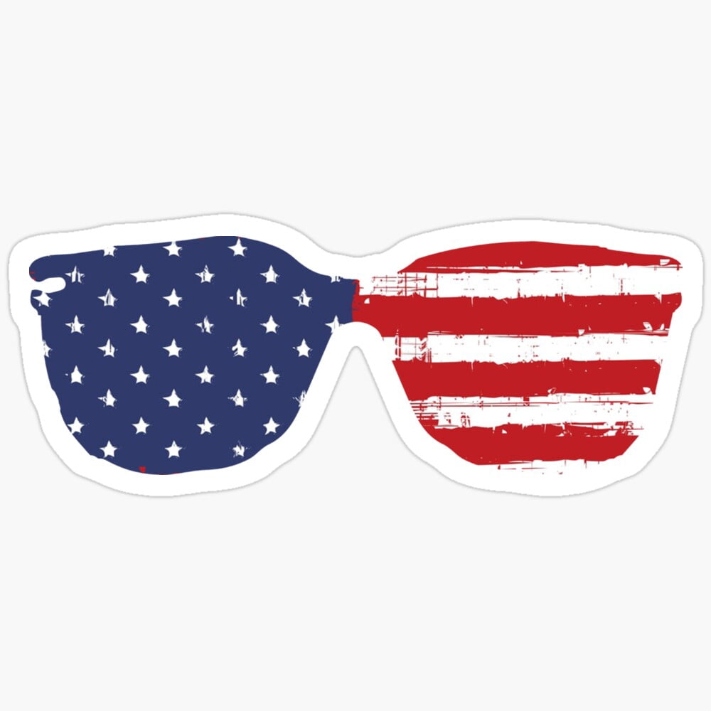DOPASTICKER Usa Sunglasses Patriotic Red, White & Blue Sticker Phone ...