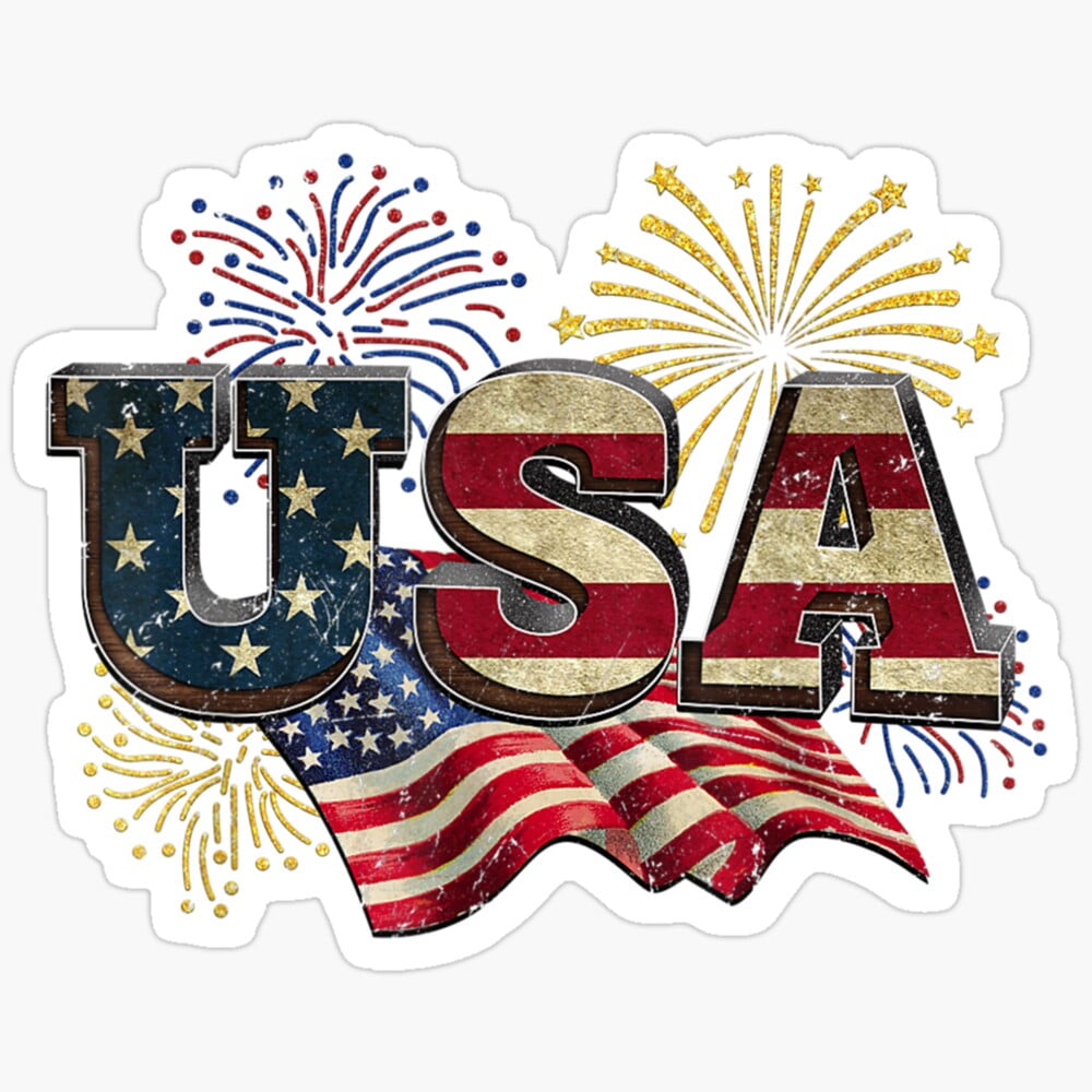DOPASTICKER Usa Us Flag Patriotic 4Th Of July America Sticker Phone ...