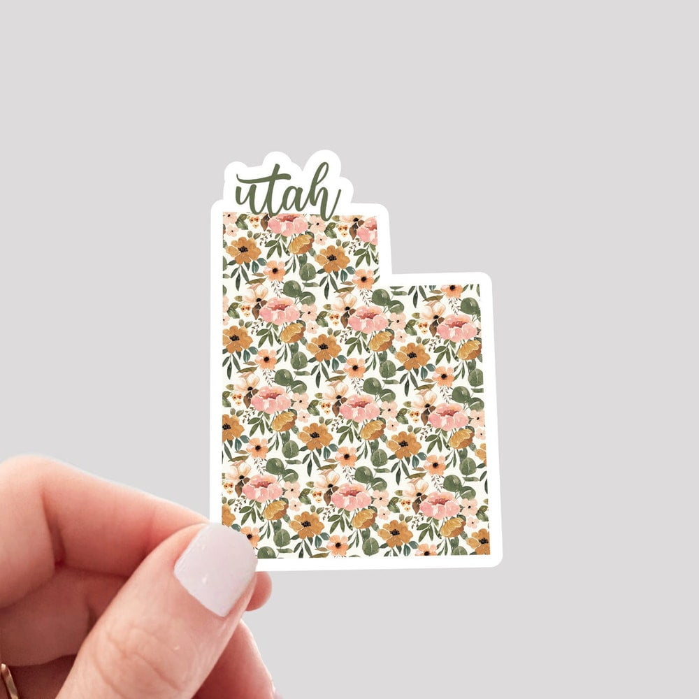 DOPASTICKER Utah Sticker, Ut Sticker, Floral Utah Sticker, Utah Home ...