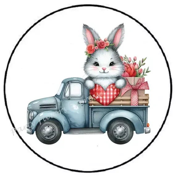 DOPASTICKER Valentine Bunny Truck Heart Decorative Laptop, Phone ...