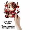 DOPASTICKER Valentine Highland Cow And Roses Sticker - Design Preview ...