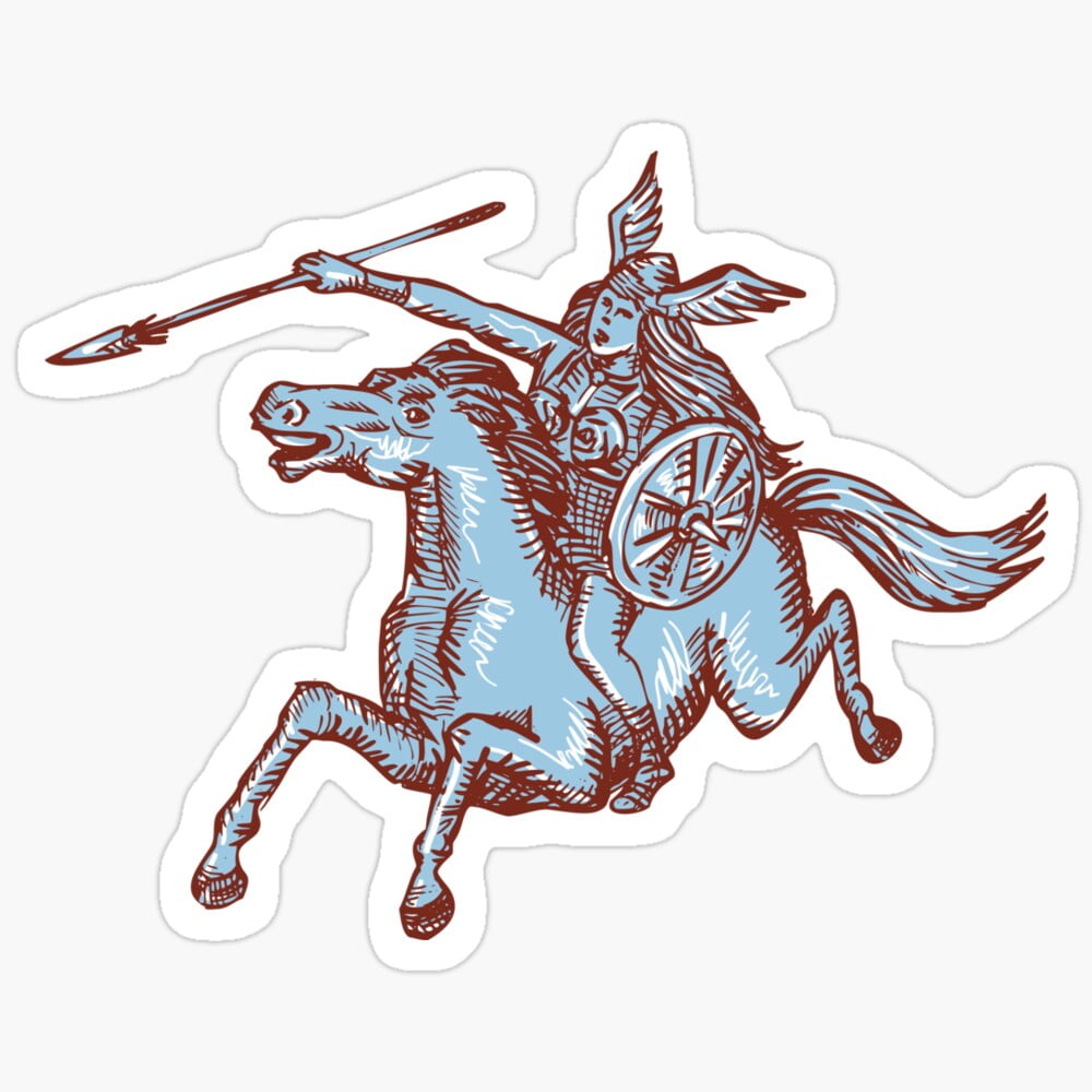 DOPASTICKER Valkyrie Warrior Riding Horse Spear Sticker Phone Decal ...