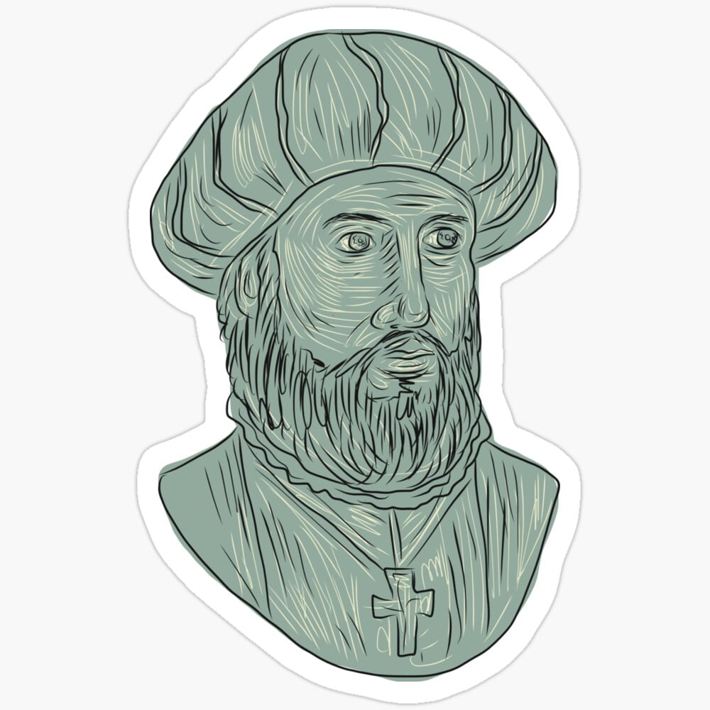 DOPASTICKER Vasco Da Gama Explorer Bust Drawing Sticker Phone Decal ...