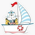 DOPASTICKER Vector Cat Captain On The Ship - Perfect Birthday Gift ...