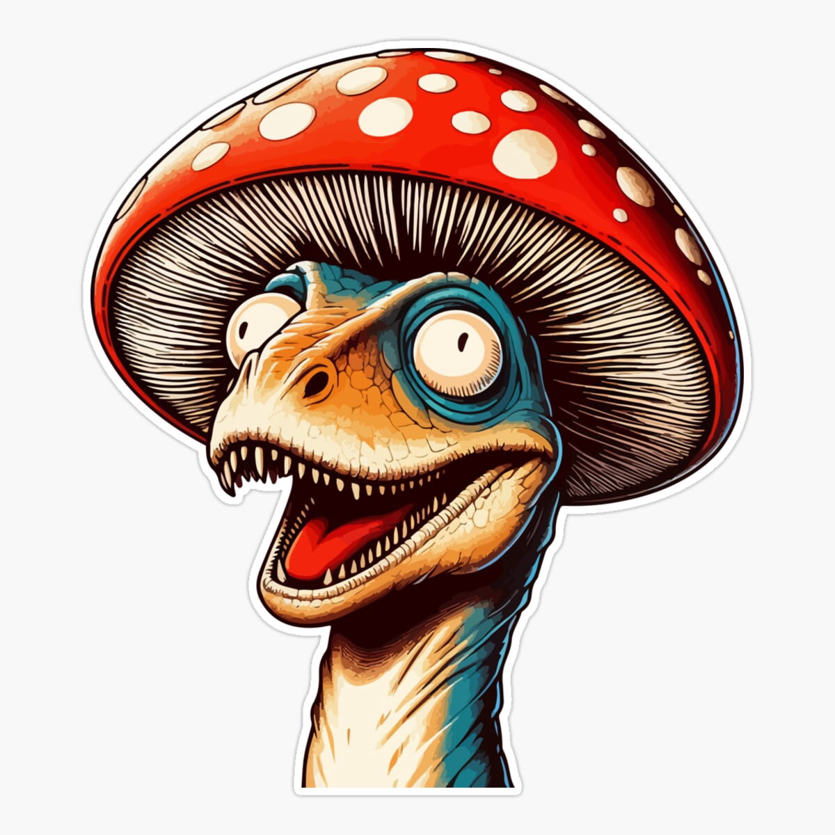 DOPASTICKER Velociraptor Mushroom Hat Dinosaur Garden Sticker, Phone ...