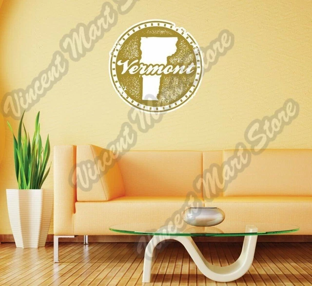 DOPASTICKER Vermont State Map Usa Grunge Vintage Wall Sticker Room ...