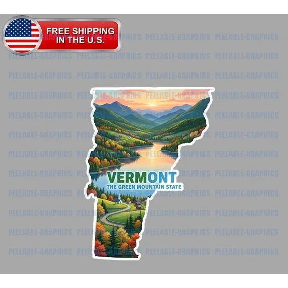DOPASTICKER Vermont State Sticker Souvenir Travel Sticker Phone Sticker ...
