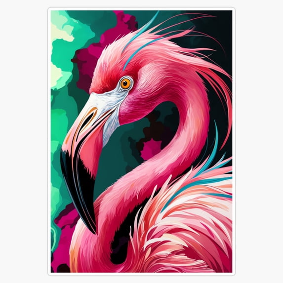 DOPASTICKER Vibrant Flamingo Art, Pink Bird Lover Sticker, Phone ...