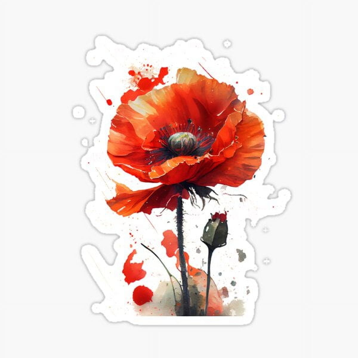 DOPASTICKER Vibrant Spring Blossoms Series: Exquisite Poppy Watercolor ...