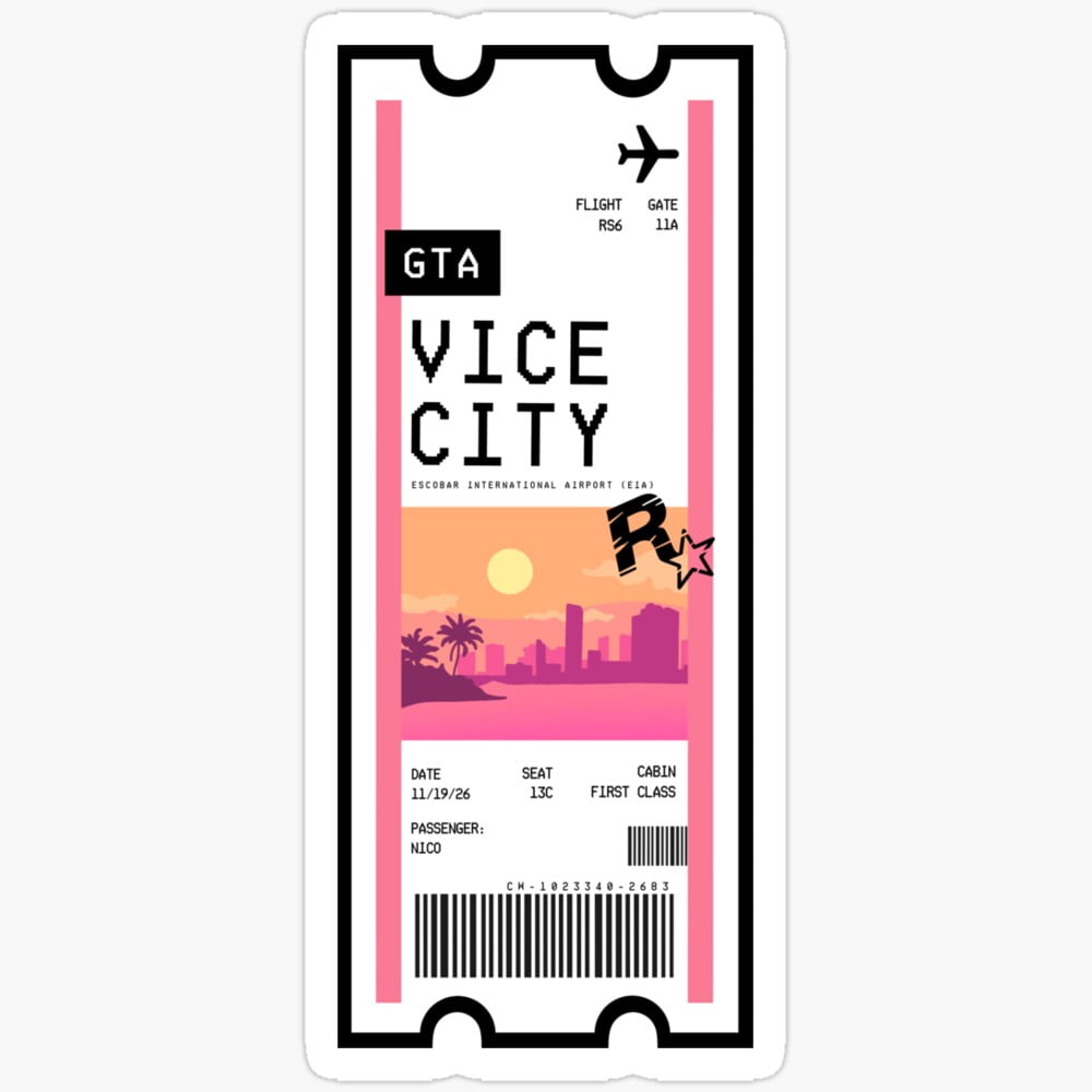 DOPASTICKER Vice Ticket Sticker Phone Sticker, Latop Sticker, Lover ...
